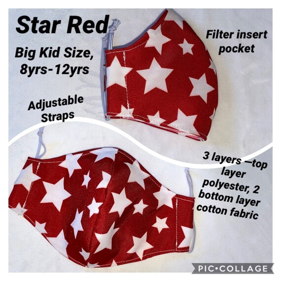 Kids Size Handmade Face Masks Pattern Masks Triple layers - Etsy