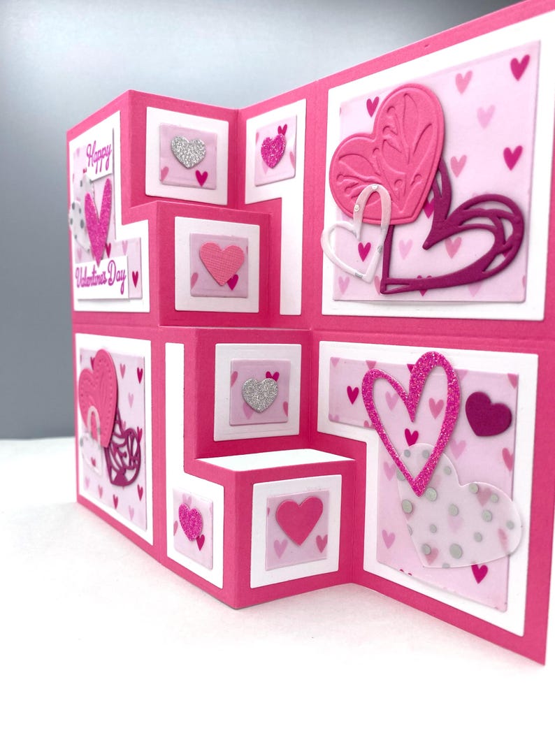 Valentine’s Day Card, Stair Card, 3D Card, Sparkle, Glitter, Girl ...