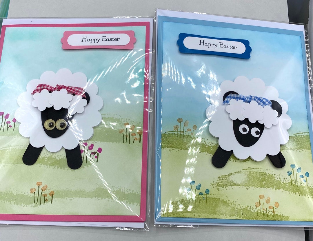 Easter, Child Card, Sheep, Lamb, Meadow, Googly Eyes, Punch Art ...