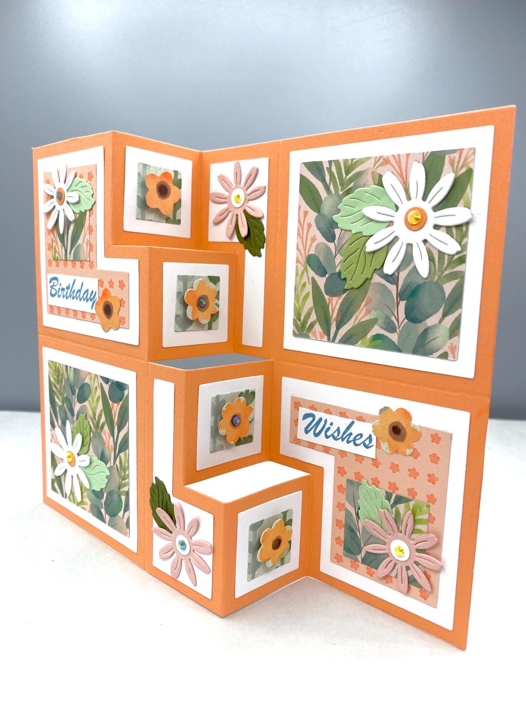 Birthday Card, Stair Card, 3D Card, Floral, Feminine, Carolescardshop ...