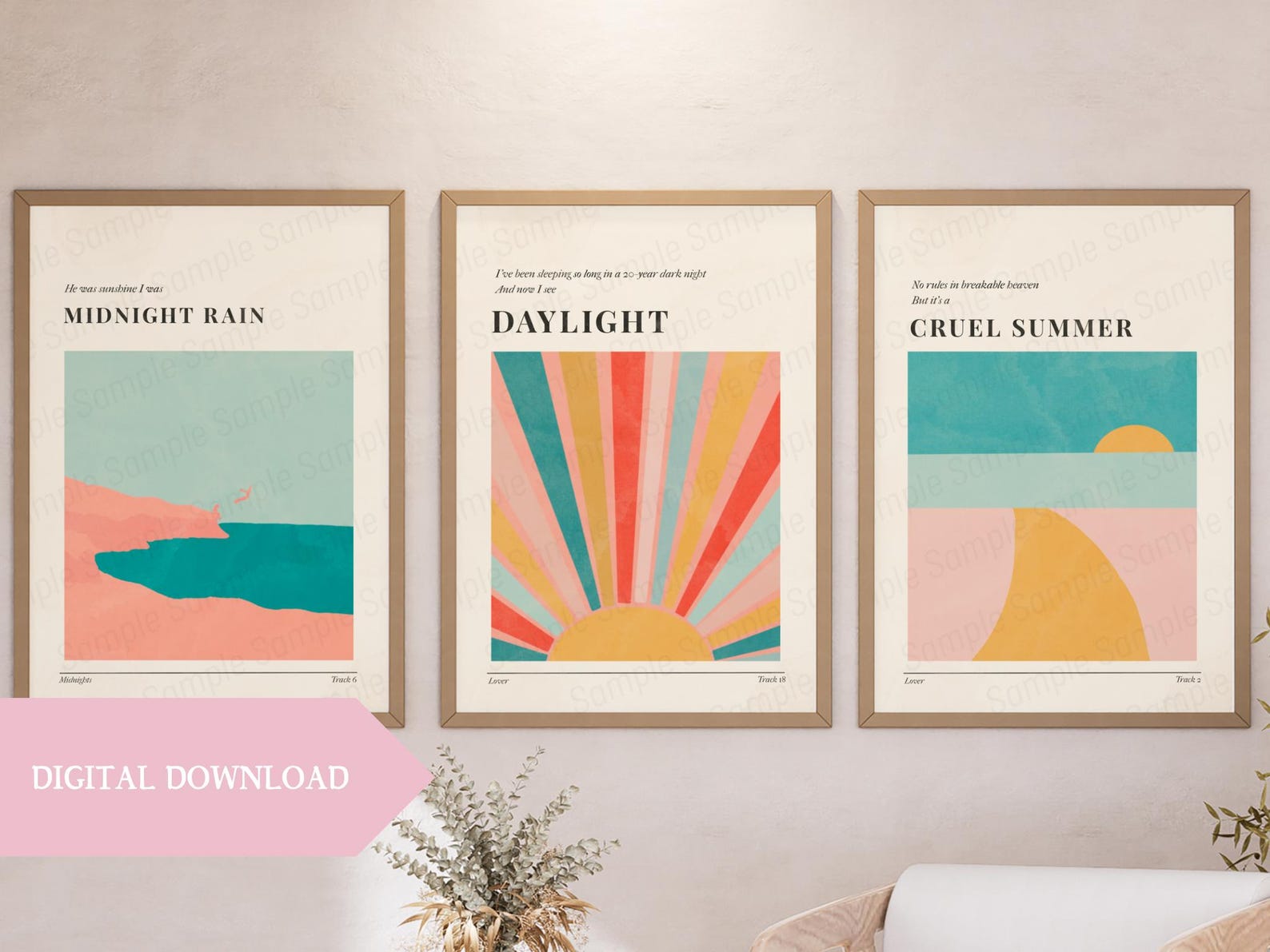 Digital Song Prints Set of Three | Digital Song Prints| Digital Wall ...