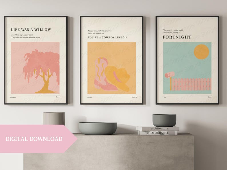 Digital Song Prints Set of Three | Digital Song Prints| Digital Wall ...