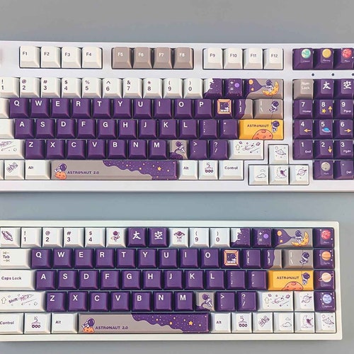 138pcs Astronaut Space Themed Keycap Set Purple White - Etsy