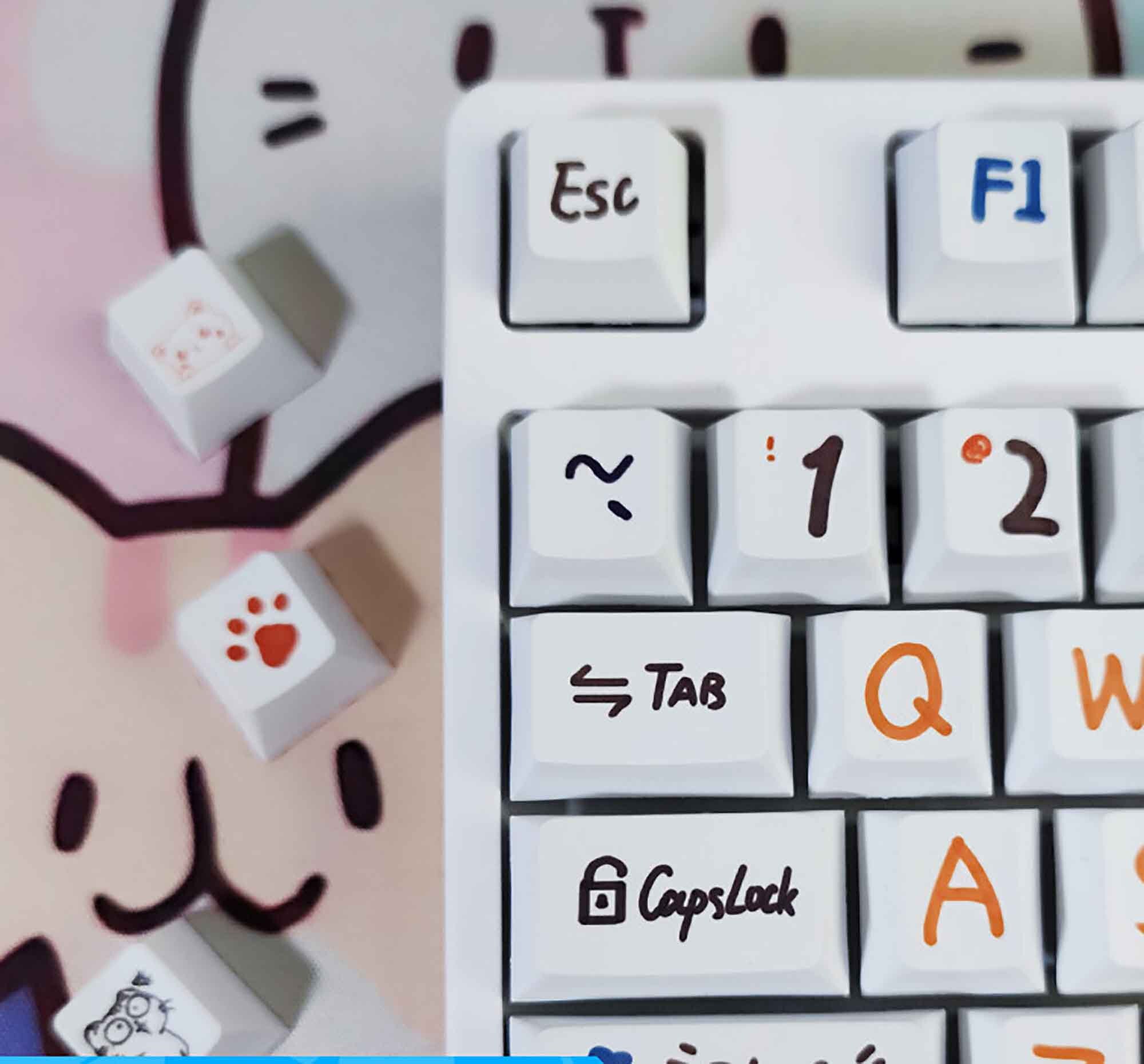 135pcs Kawaii Graffiti Cat Keycap Set cute White Keycaps - Etsy