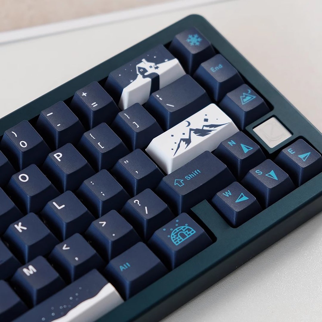 134PCS Snowy Night Theme Keycap Set,cherry Profile Keycaps,pbt Keycap ...