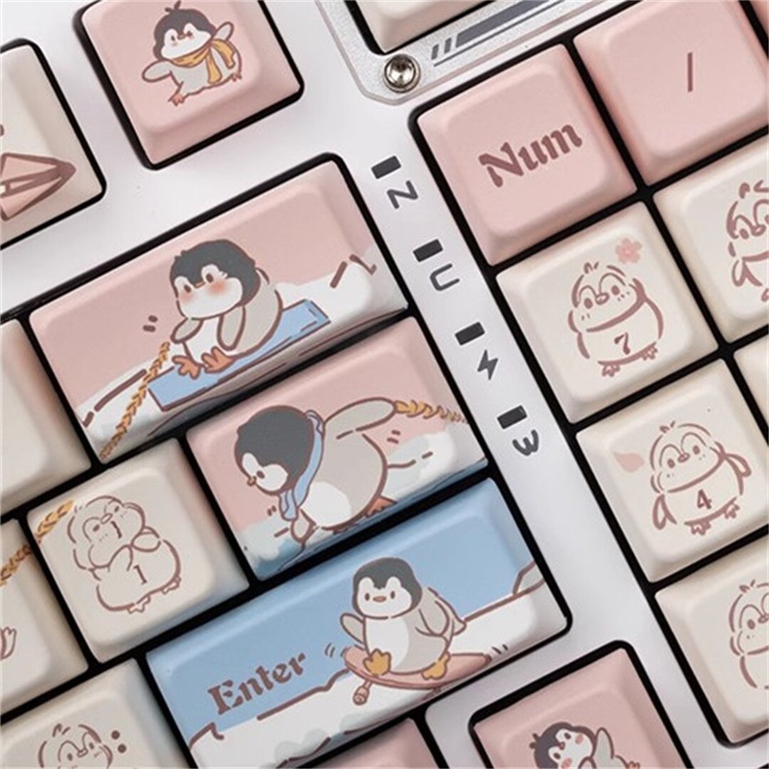 120pcs, Happy Penguin Family Theme Keycap Set, Cute Animated Animal ...