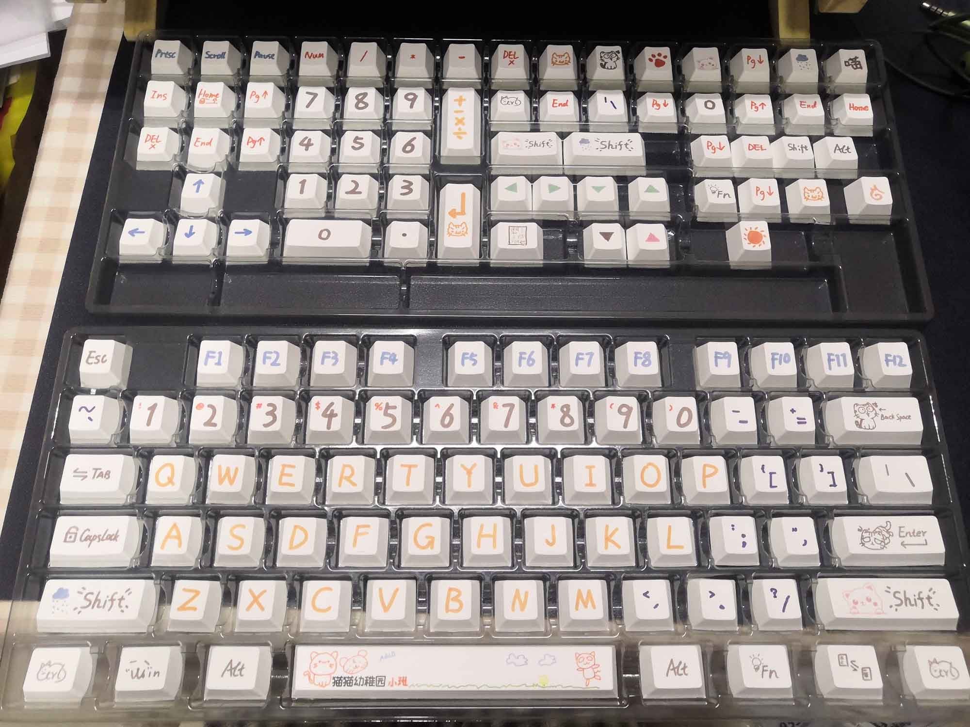 135pcs Kawaii Graffiti Cat Keycap Set cute White Keycaps - Etsy