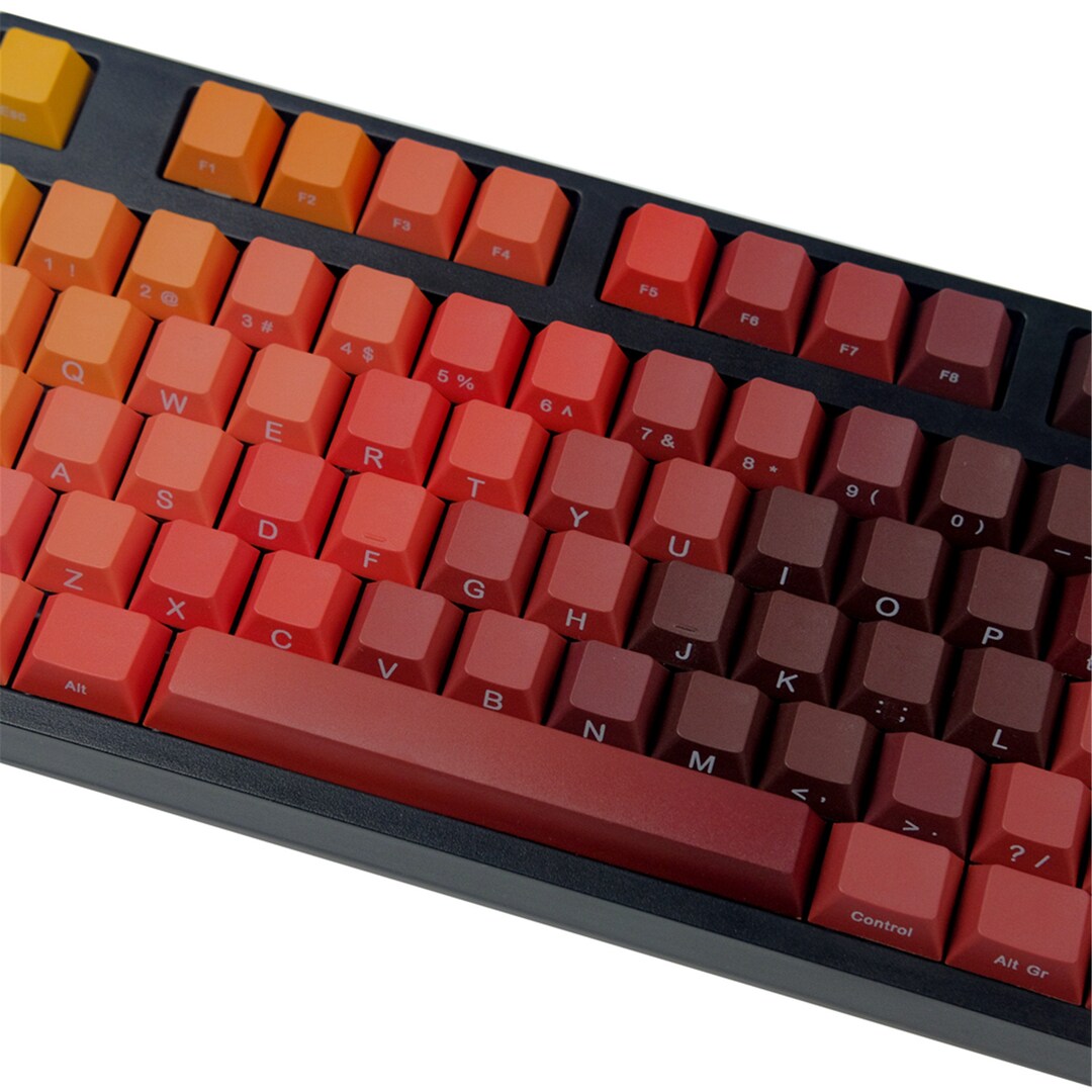 122pcs Gradient Red Keycap Set,side Characters Keycap, PBT Keycap ...