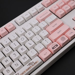 139pcs, Cute Pink Cats Theme Keycap, Pink Keycap, XDA Profile Keycap ...