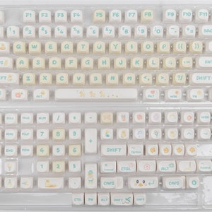 142pcs, Outing Duck Theme Keycap Set, Cute Cartoon Custard Keycap Set ...