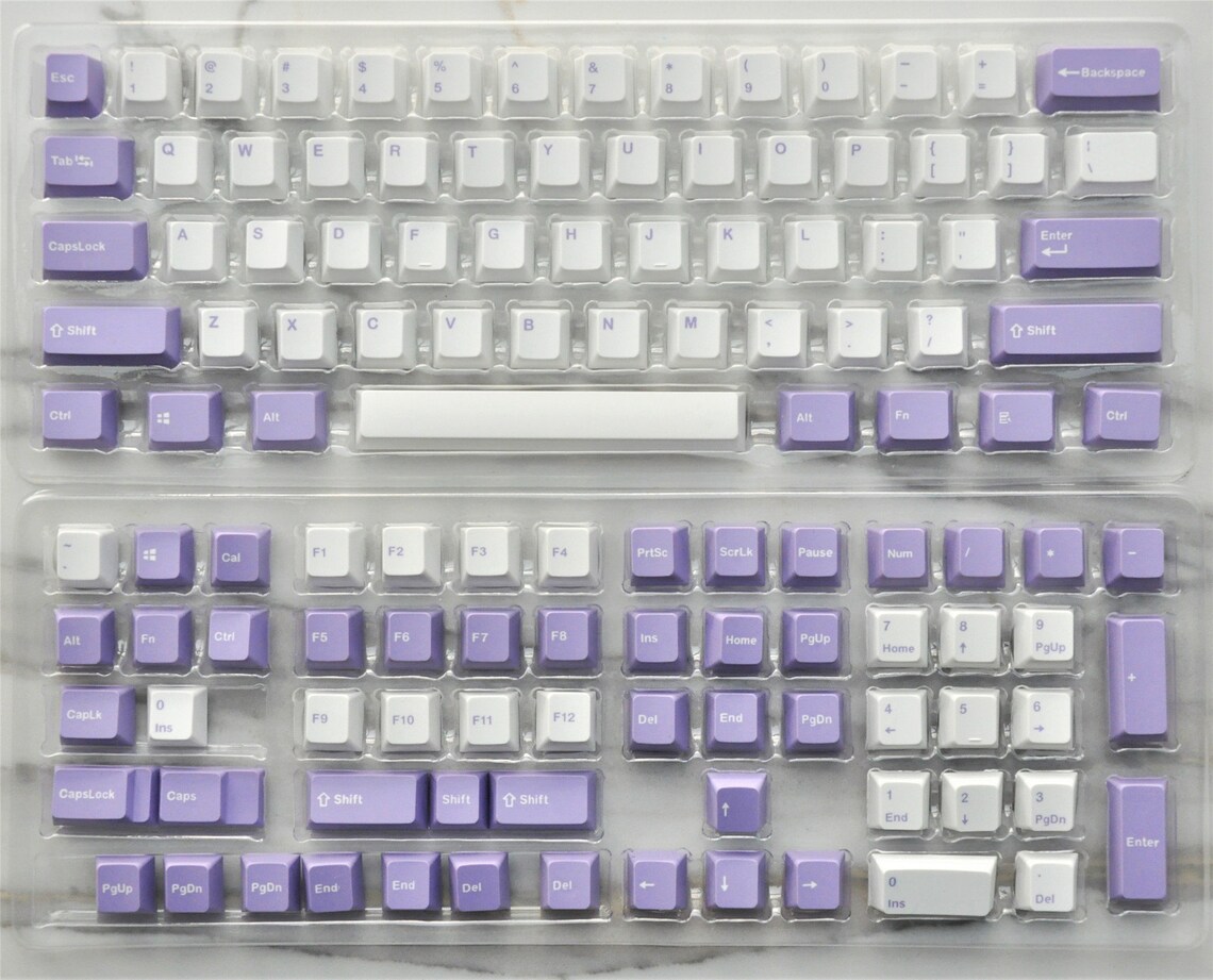 126pcs Purple Theme Keycap Set White Purple Colorway Keycap - Etsy