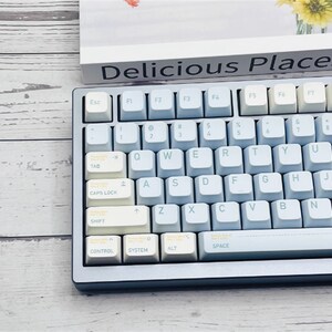 132PCS, Blue White Theme Keycap Set, Cute Keycap Set, PBT Keycap, MDA ...