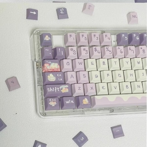 131PCS Purple Rabbit Theme Keycap Set,cute Keycap Set,pbt Keycap,xda ...