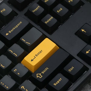 169PCS Black Yellow Theme Keycap Set, Minimalist Black Keycap, PBT ...
