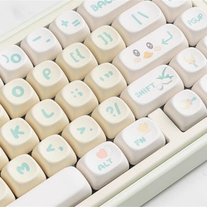 142pcs, Outing Duck Theme Keycap Set, Cute Cartoon Custard Keycap Set ...