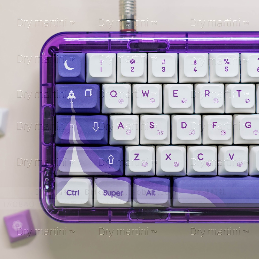132PCS Purple Moon Universe Theme Keycaps ,cute Personalized Keycap ...