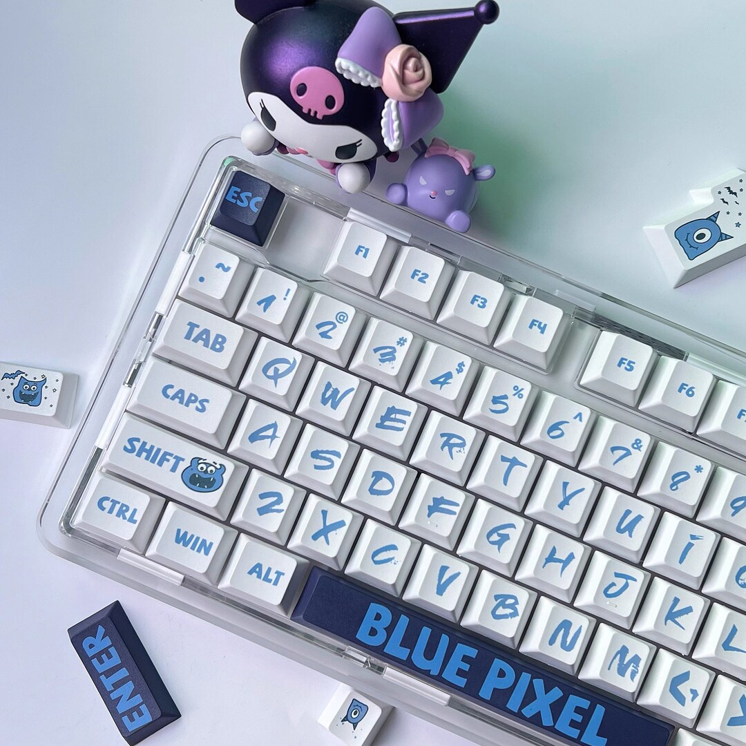 134PCS Blue Large Letter Themed Keycap Set,cute Keycap,anime Keycap,pbt ...