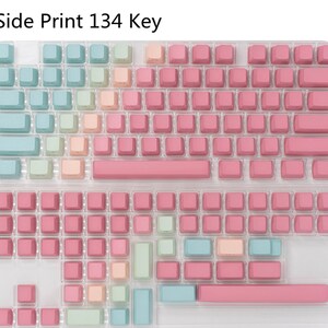 109 Pcs Rainbow Gradient Translucent Keycap Set, Top Side Print Keycap ...