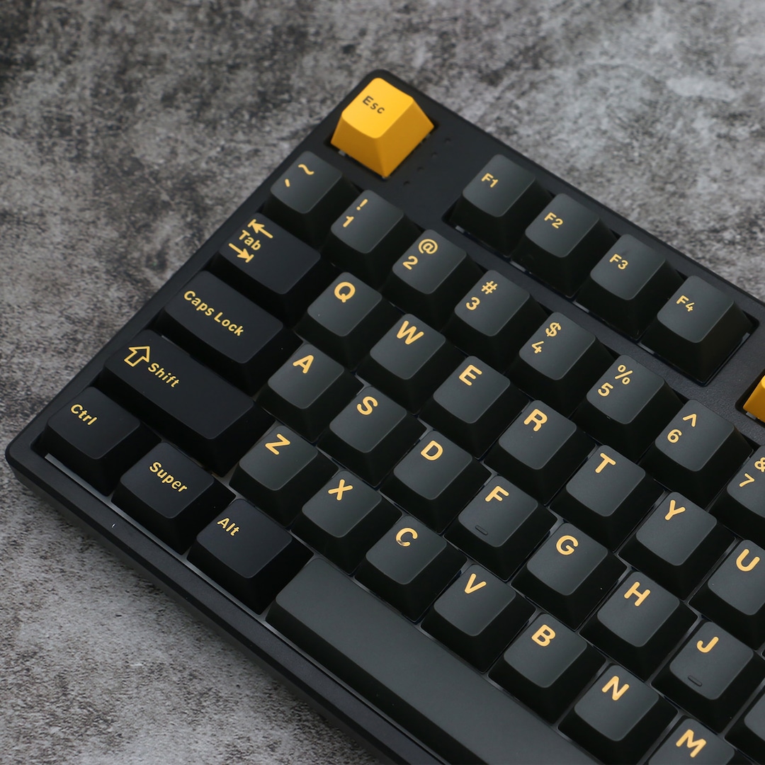 169PCS Black Yellow Theme Keycap Set, Minimalist Black Keycap, PBT ...