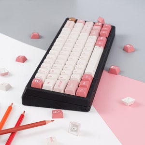 136PCS Pink Peach Theme Keycap Set, Kawaii Peach Bunny Keycap Set ...