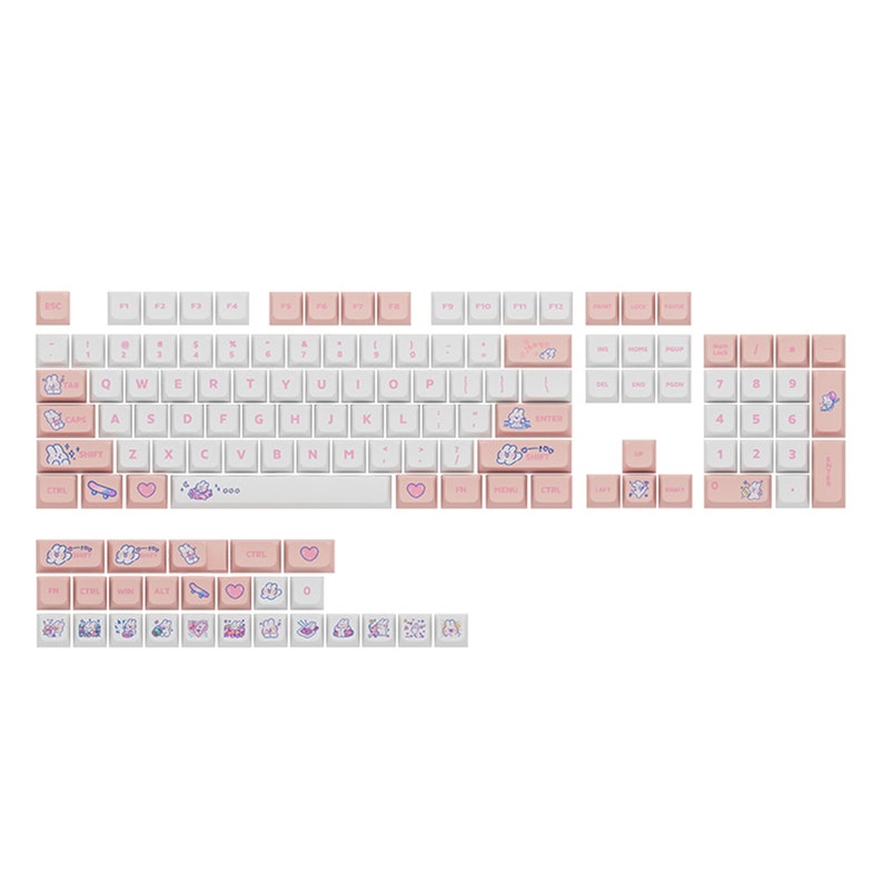 129PCS the Cute Bunny Keycap Set Personalized Keycap PBT - Etsy