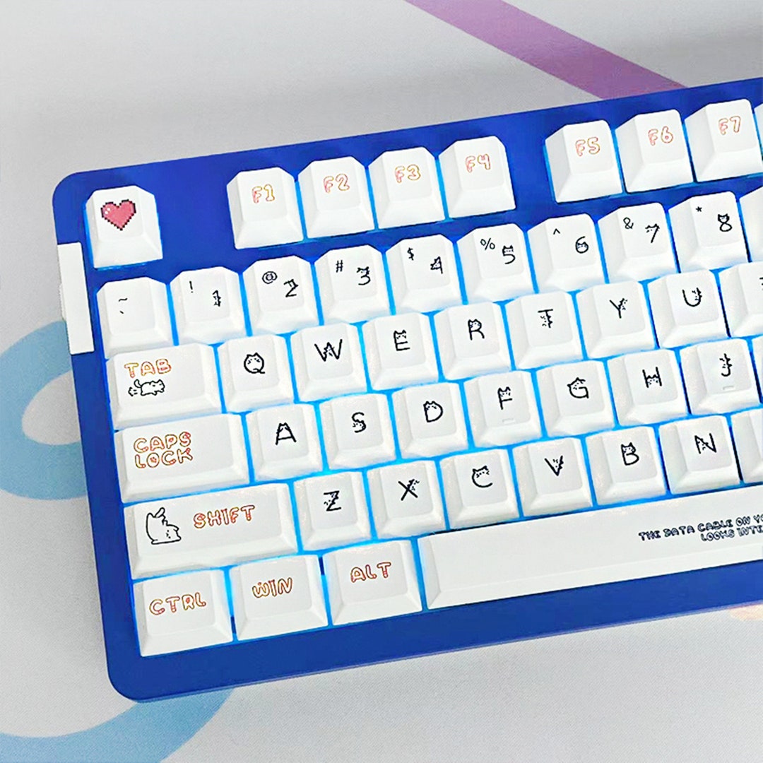 136pcs Cute Cats Theme Keycap Set , Girl Keycap, PBT Keycaps, Cherry ...
