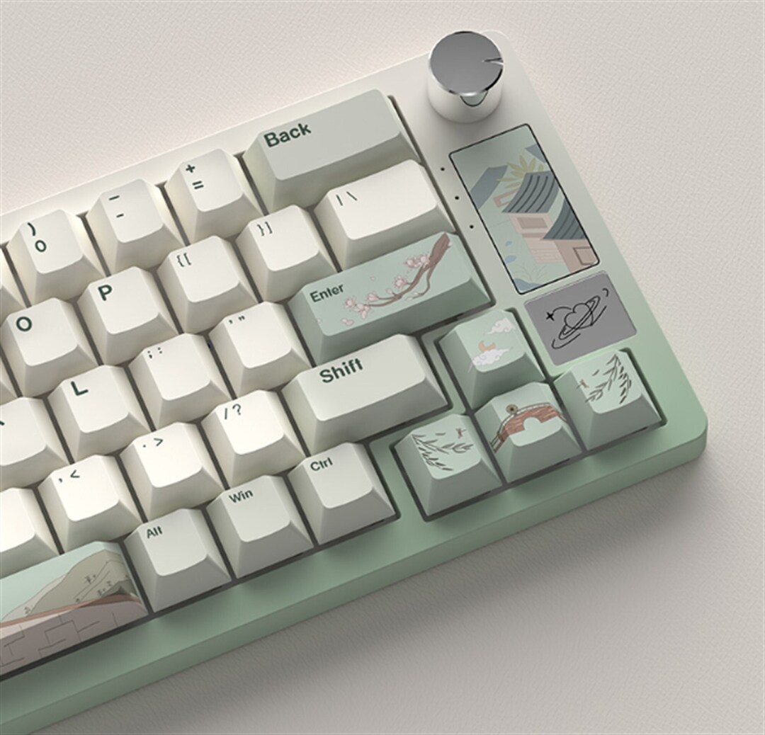 145pcs,ancien Chinese Style Keycap Set,matcha Green and White,cherry ...