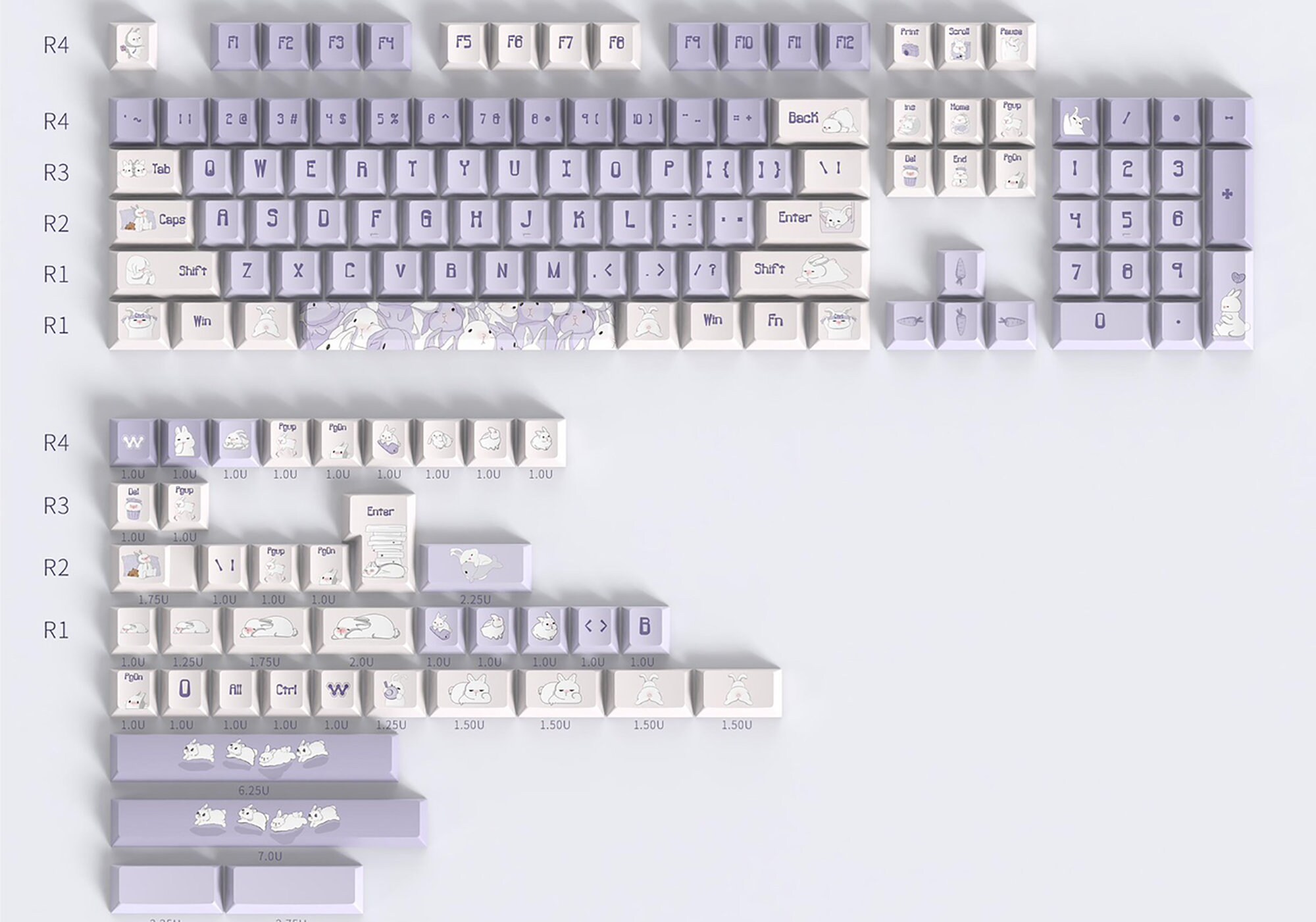 144PCS Kawaii Milky Purple Rabbit Theme Keycaps cute Bunny - Etsy