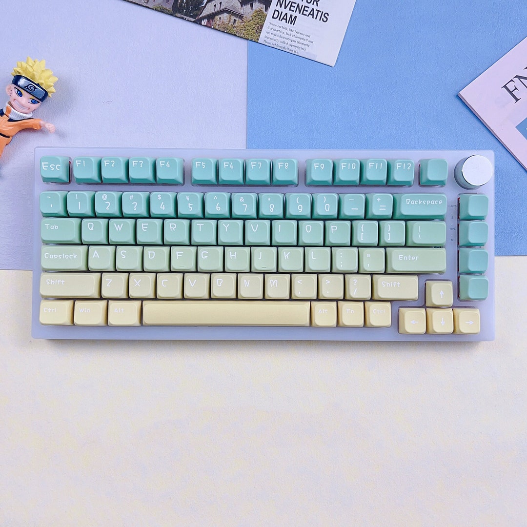 120PCS Gradient Green Yellow Keycap Set, Backlit Keycap,mechanical ...