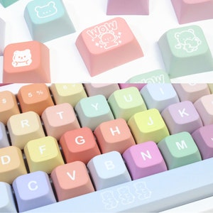 133pcs Kawaii Bear Soft Candy Keycap Set, PBT Keycap, XDA Keycaps, Cute ...