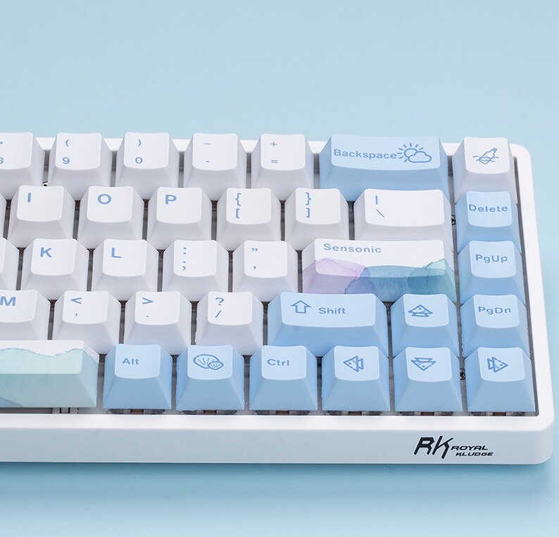 130PCS Blue Ocean Whale Themed Keycap White Blue Keycap PBT - Etsy