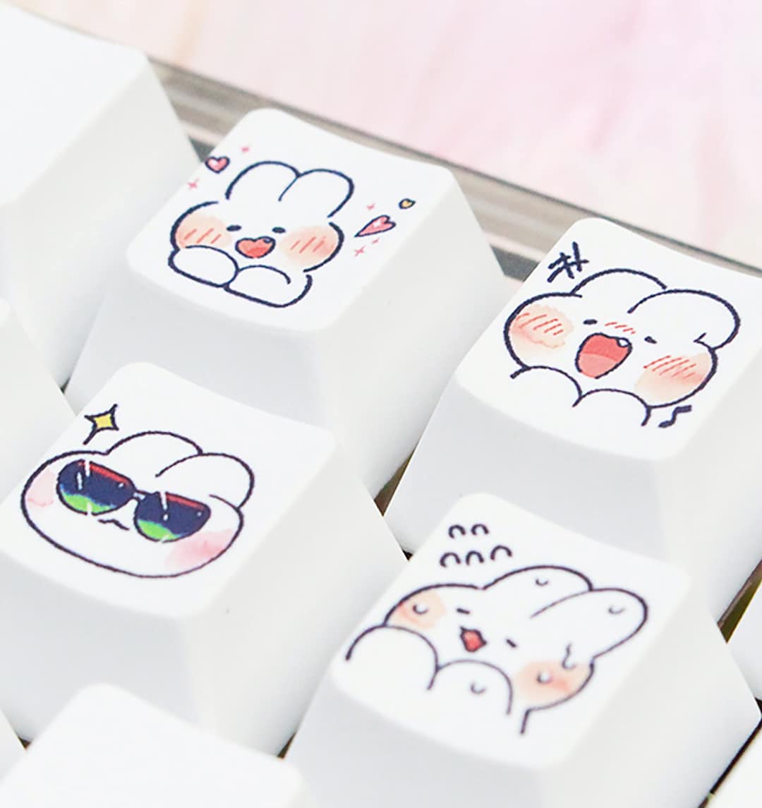 4pcs/set Kawaii Bunny Personalized Keycap, Cute Keycap, PBT Keycap ...