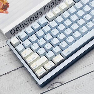 132PCS, Blue White Theme Keycap Set, Cute Keycap Set, PBT Keycap, MDA ...