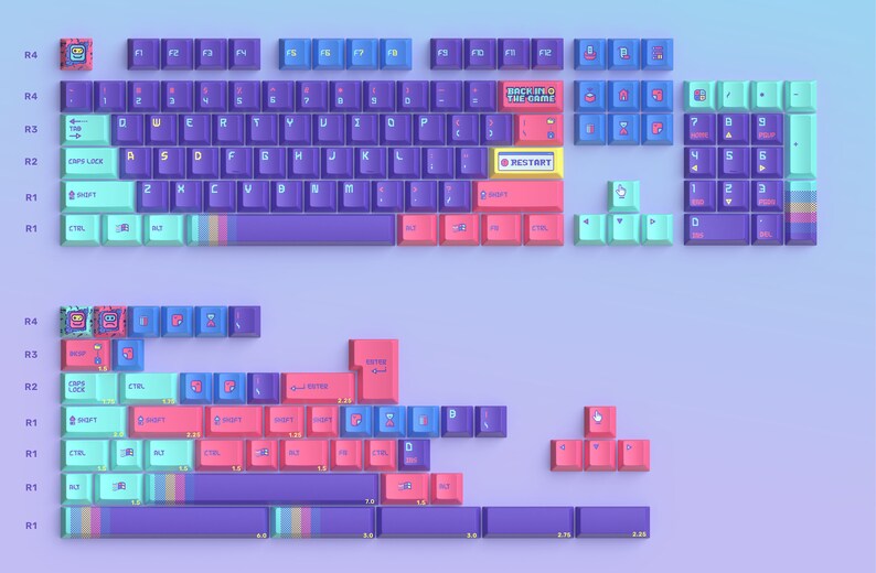 152PCS Back the Game Theme Keycaps personalized Keycaps - Etsy