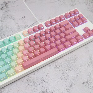 109 Pcs Rainbow Gradient Translucent Keycap Set, Top Side Print Keycap ...