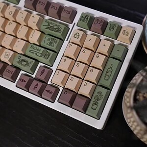 151PCS Old Time Theme Keycap Set,vintage Brown Green Keycap Set,pbt ...