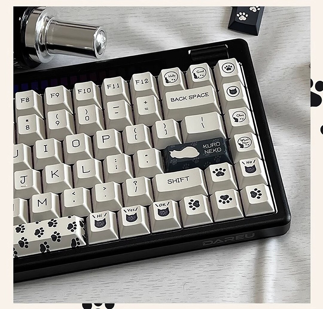 140PCS Black Cat Theme Keycap Setminimalist Black White - Etsy