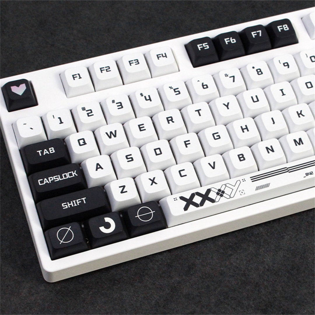 132pcs, Cool Black and White Theme Keycap Set, Interesting Print Keycap ...