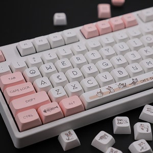 139pcs, Cute Pink Cats Theme Keycap, Pink Keycap, XDA Profile Keycap ...
