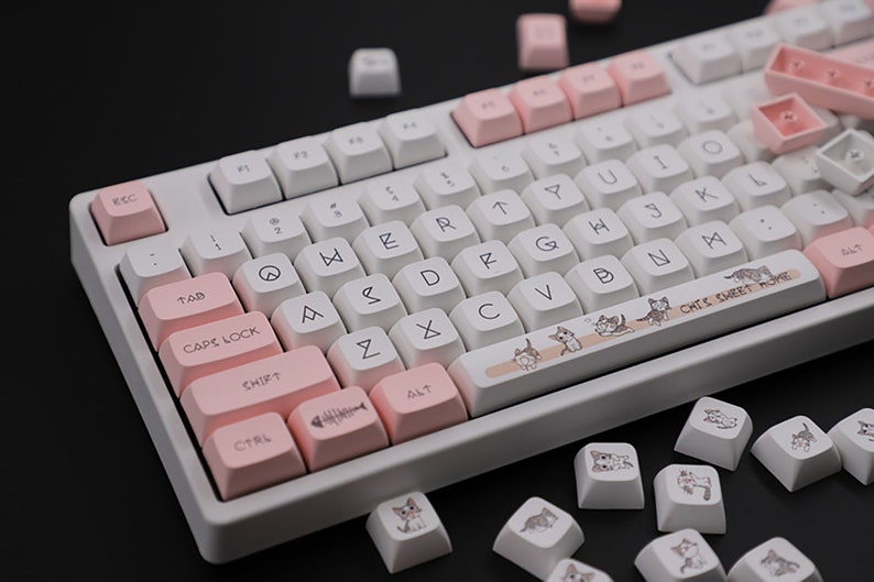 139pcs Cute Pink Cats Theme Keycap Pink Keycap XDA Profile - Etsy