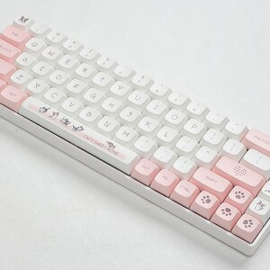 139pcs, Cute Pink Cats Theme Keycap, Pink Keycap, XDA Profile Keycap ...