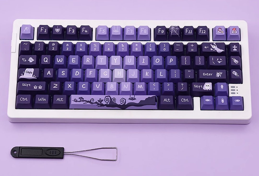 139PCS Halloween Ghost Theme Keycap Set,gothic Keycap,purple Gradient ...