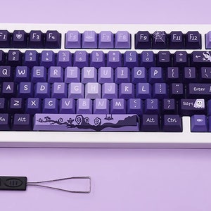 139PCS Halloween Ghost Theme Keycap Set,gothic Keycap,purple Gradient ...