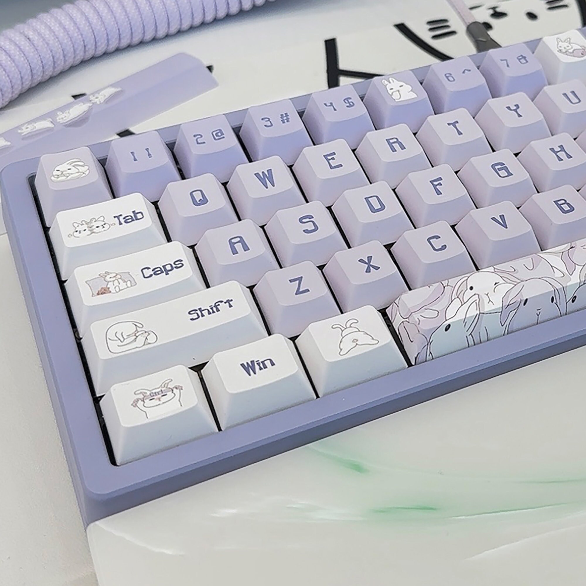 144PCS Kawaii Milky Purple Rabbit Theme Keycaps cute Bunny - Etsy