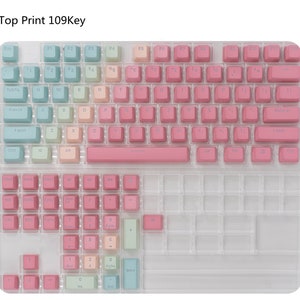 109 Pcs Rainbow Gradient Translucent Keycap Set, Top Side Print Keycap ...