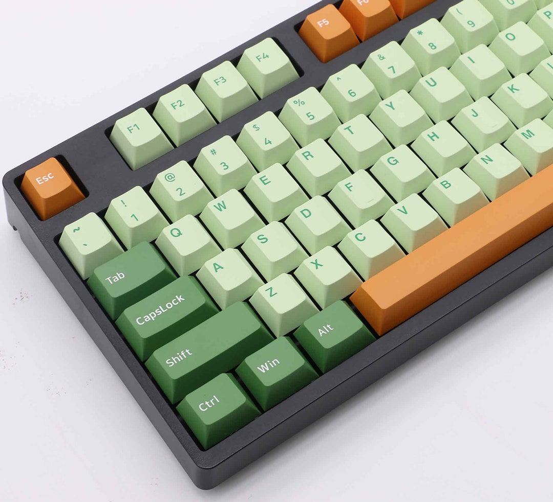 163pcs, Green Orange Theme Keycaps, PBT Keycaps, Cherry Keycaps ...