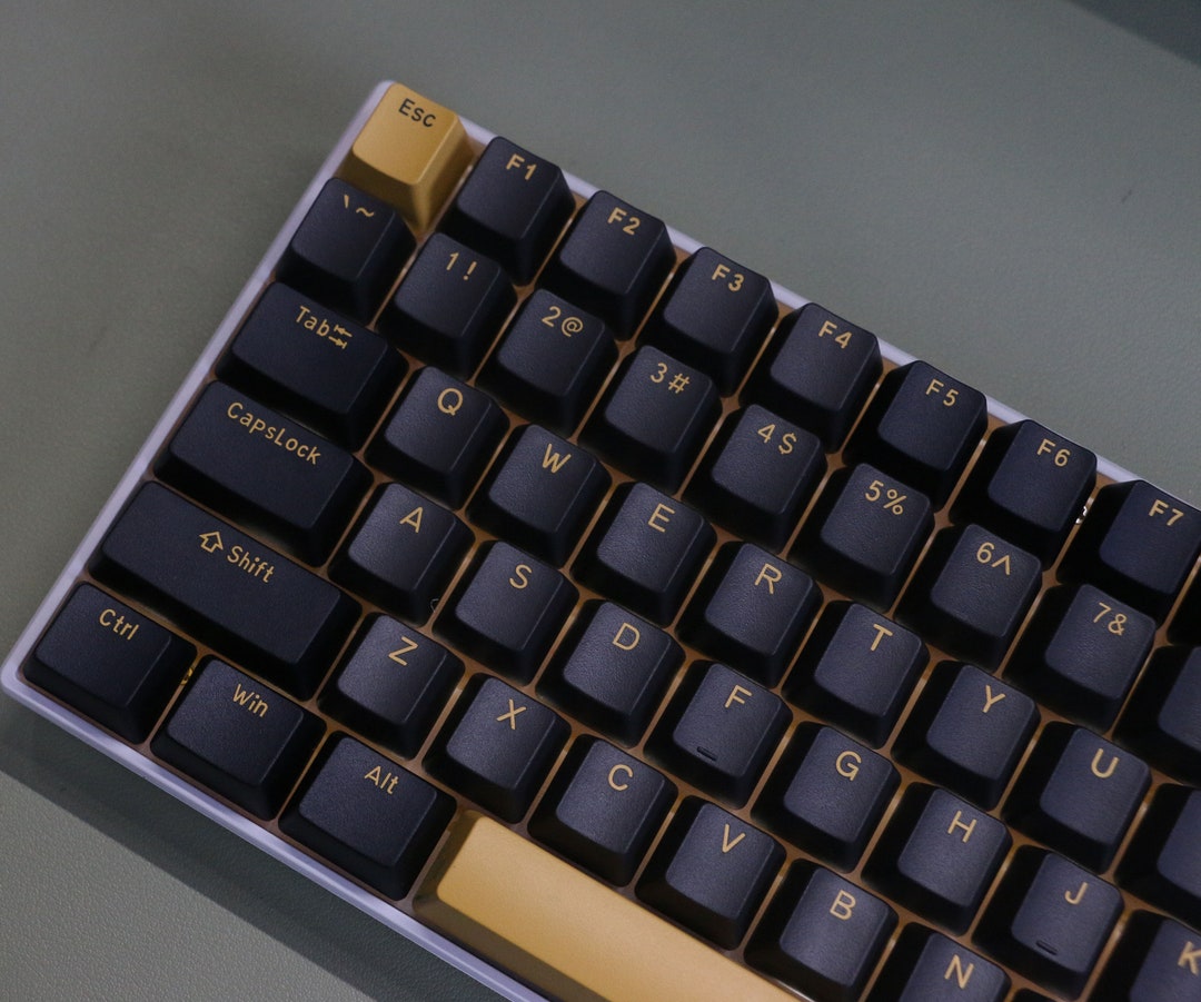 108pcs Minimalist Black Yellow Themed Keycap Set, PBT Keycap, OEM ...