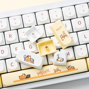 129PCS Cute Corgi Dog Theme Keycap Set, PBT Keycaps, MA Keycaps,kawaii ...