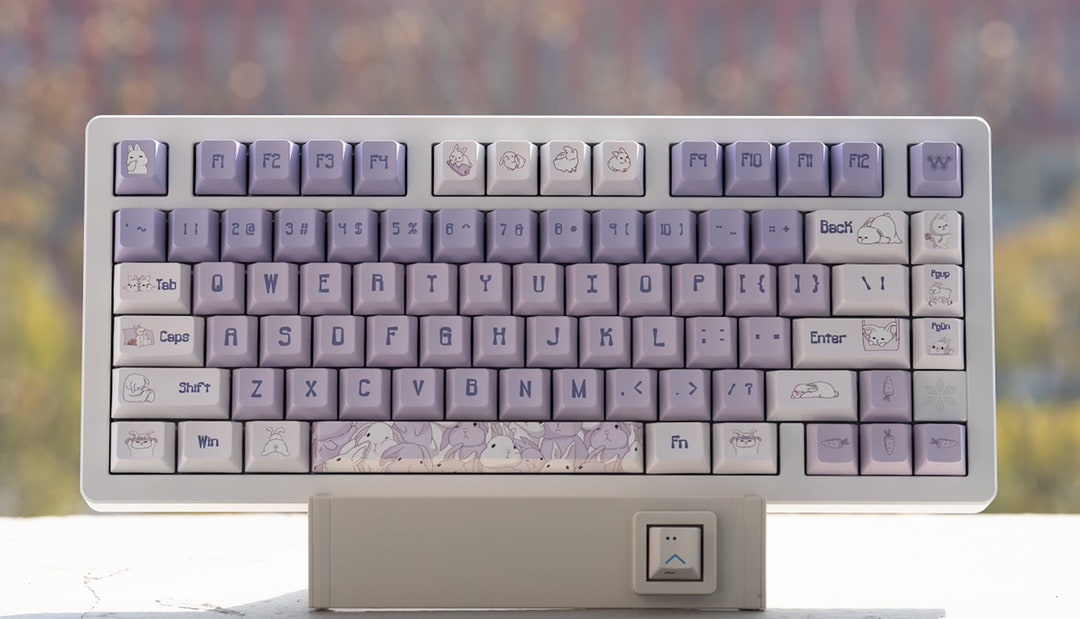 144PCS Kawaii Milky Purple Rabbit Theme Keycaps ,cute Bunny Keycaps ...