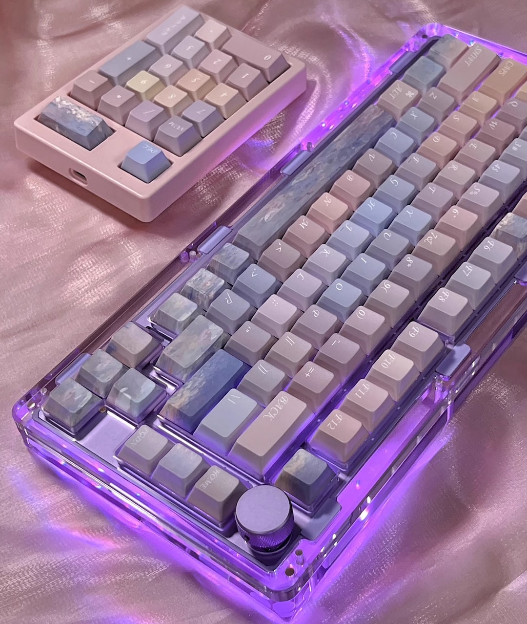 141PCS Monet Water Lilytheme Keycap Set,pink Purple Keycaps,pbt Keycap ...